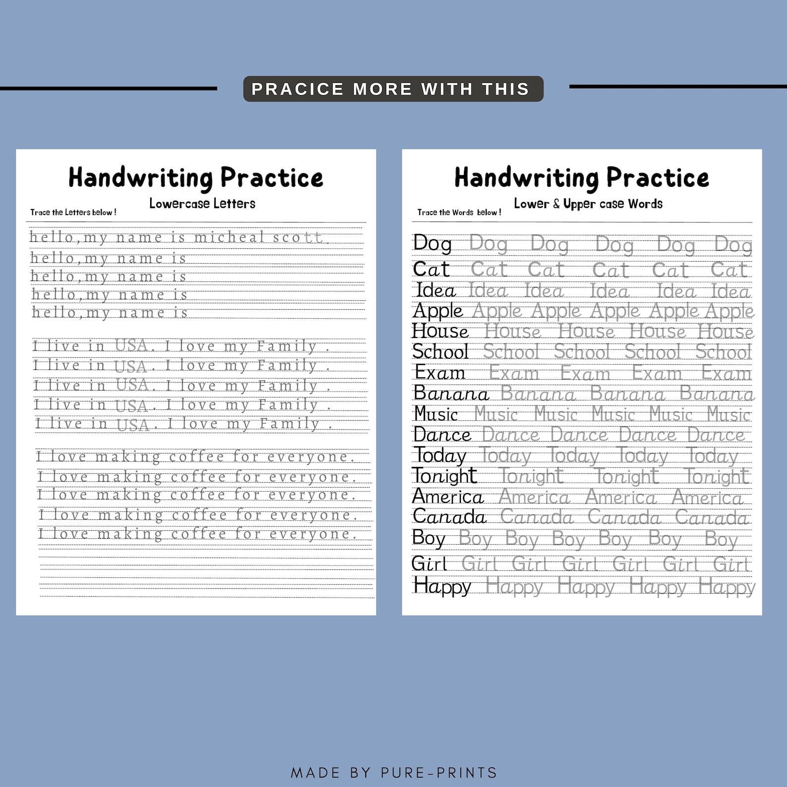 Printable Handwriting Worksheets13 Pages English Handwriting Practice ...
