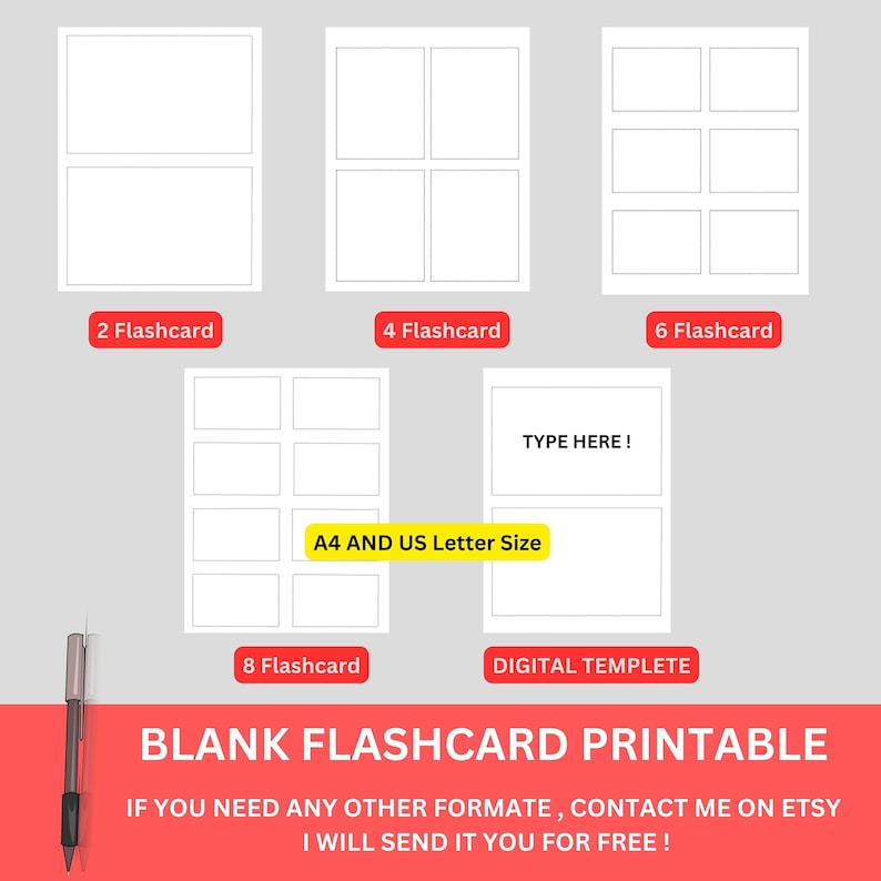 Blank Flashcard Printable Simple Flashcard Learning Editable - Etsy Canada