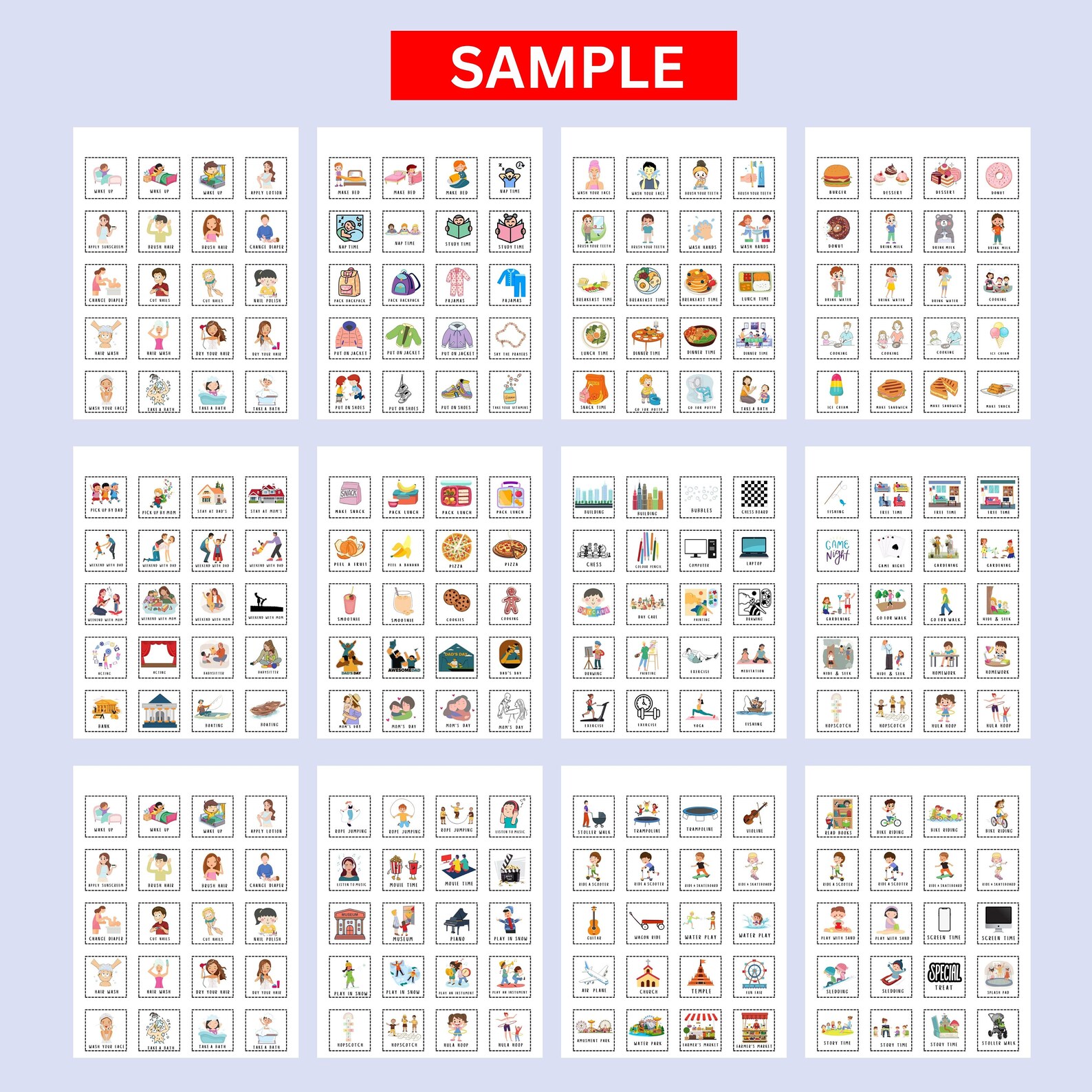 Routine Flash Cards & Charts for Kids Printable, Editable Daily Kids ...