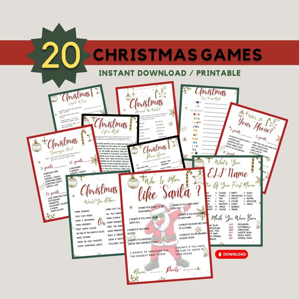 Printable Christmas Games - Etsy