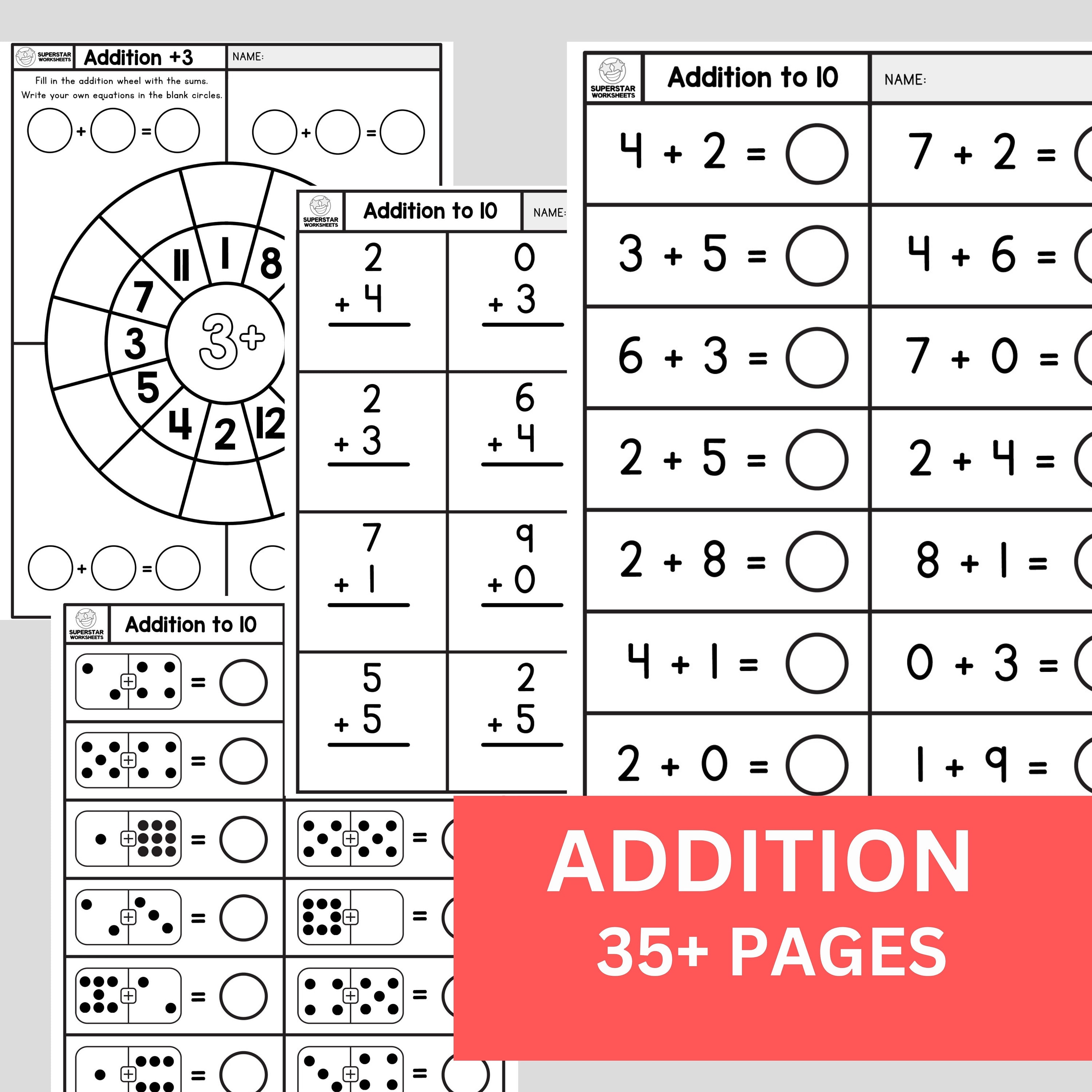 Addition Subtraction Printable Worksheet Preschool Math - Etsy