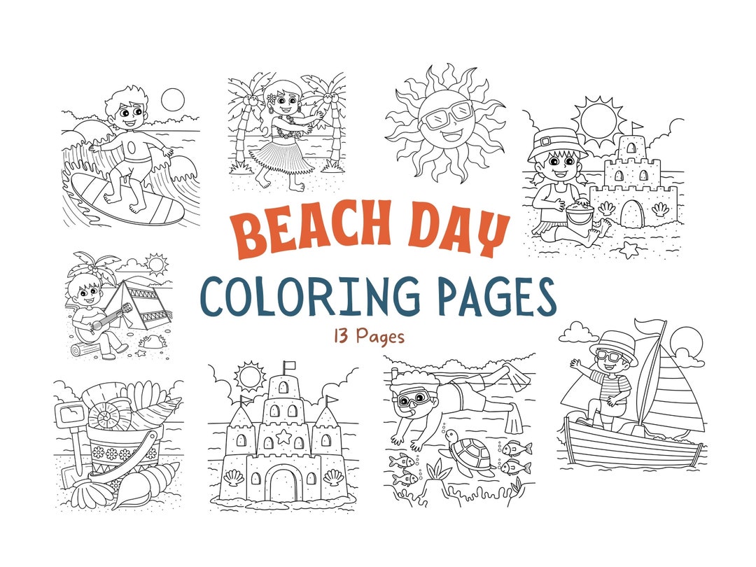 Beach Day Coloring Pages, Printable Coloring Pages, Kids Coloring Pages ...