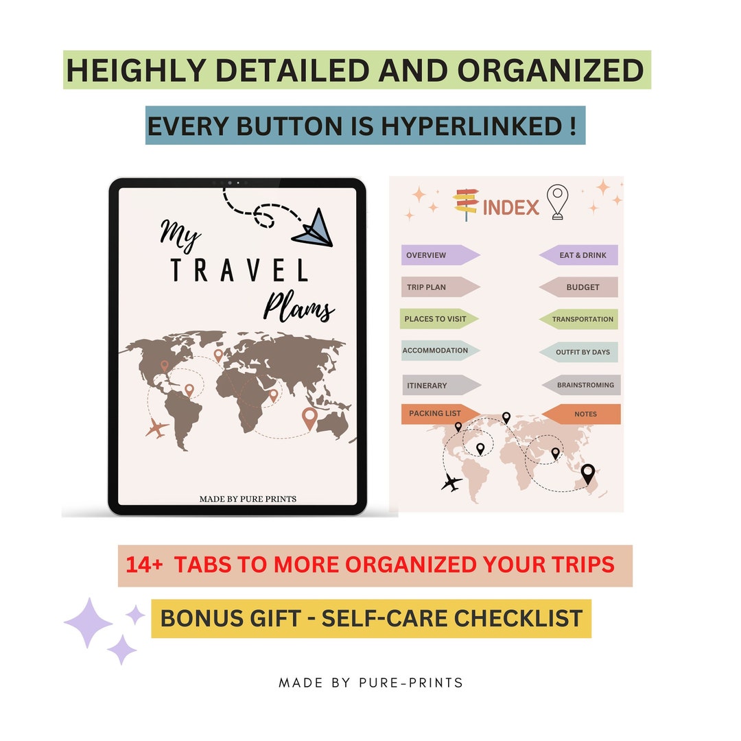 Digital Travel Planner, Travel Itinerary, Goodnotes Travel, Editable ...