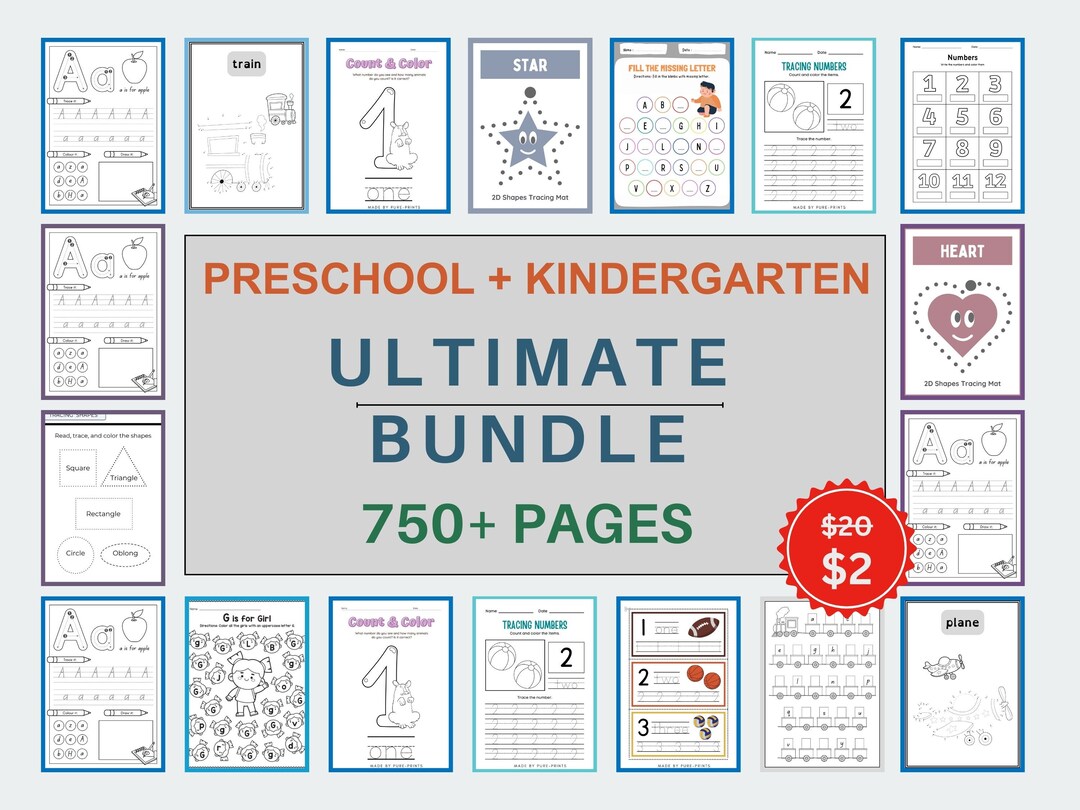 Preschool Pre-k + Kindergarten Learning Bundle | +750 Pages | Printable ...