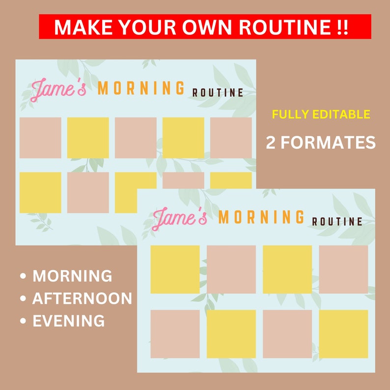 Routine Flash Cards & Charts for Kids Printable, Editable Daily Kids ...