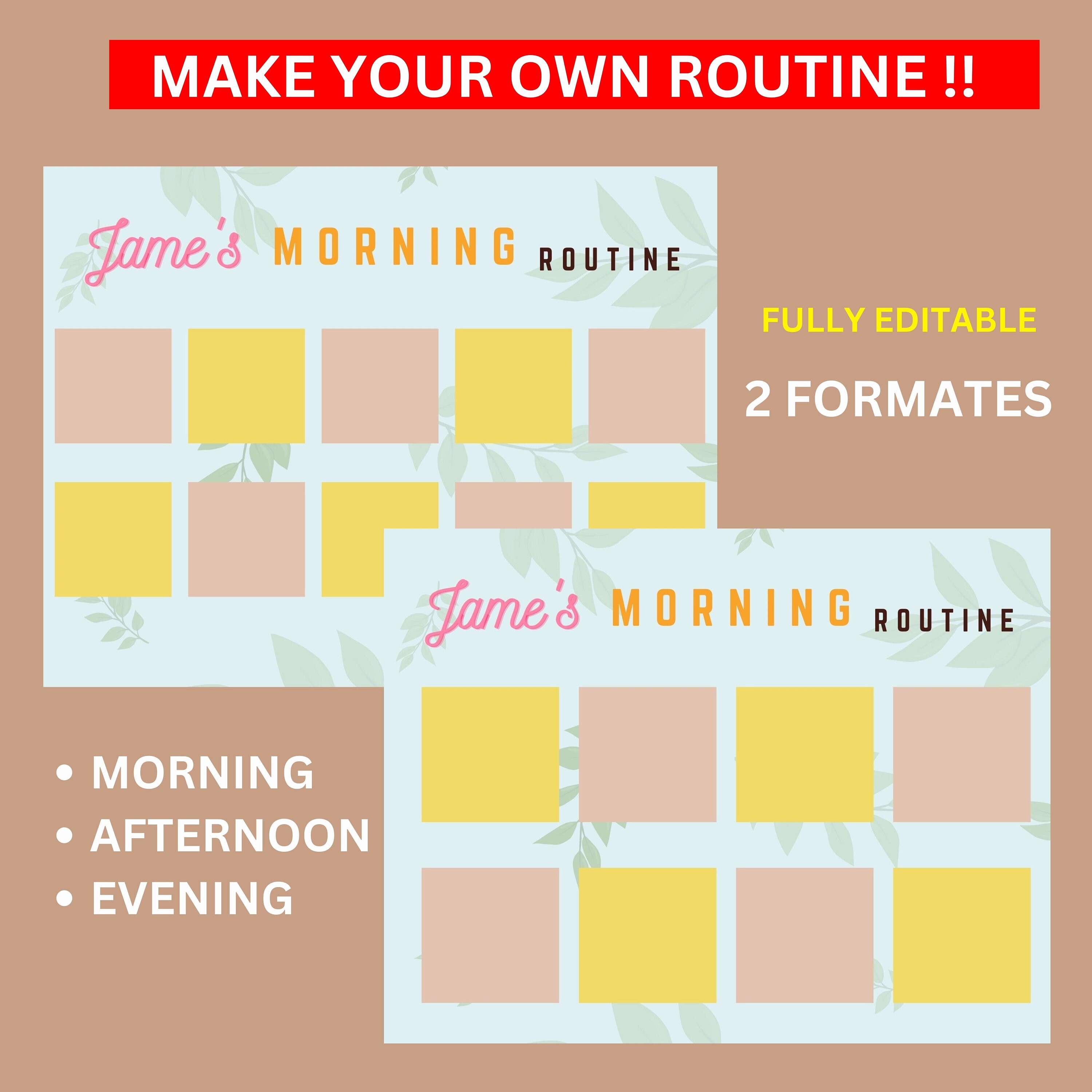 Routine Flash Cards & Charts for Kids Printable, Editable Daily Kids ...