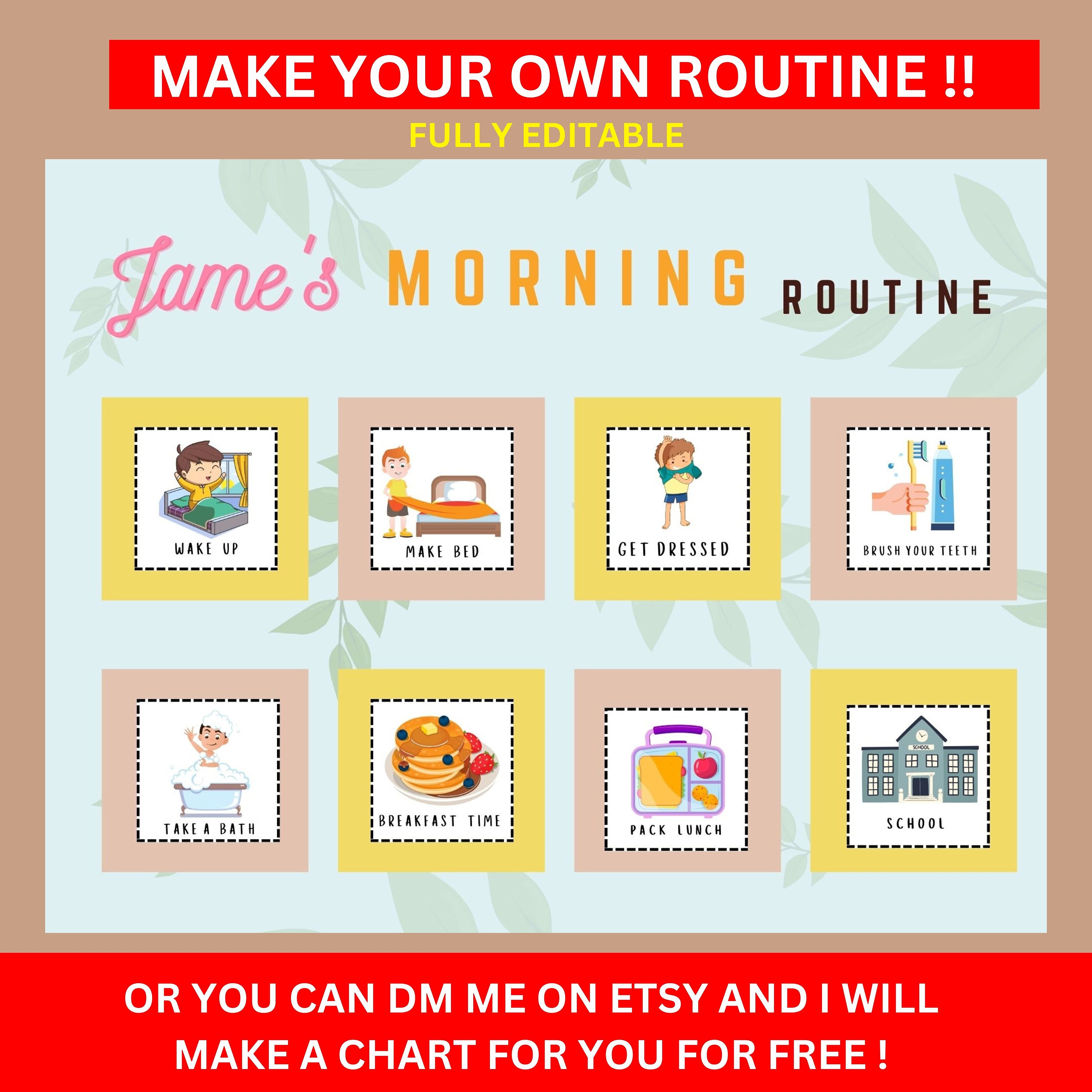 Routine Flash Cards & Charts for Kids Printable, Editable Daily Kids ...