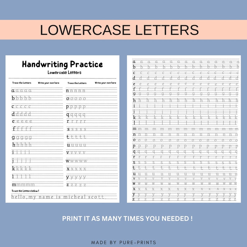 Printable Handwriting Worksheets13 Pages English Handwriting Practice ...