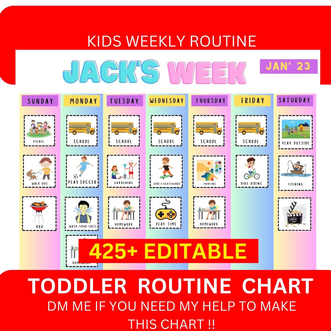 Toddler Routine Chart Editable | Routine Cards & Charts for Kids ...