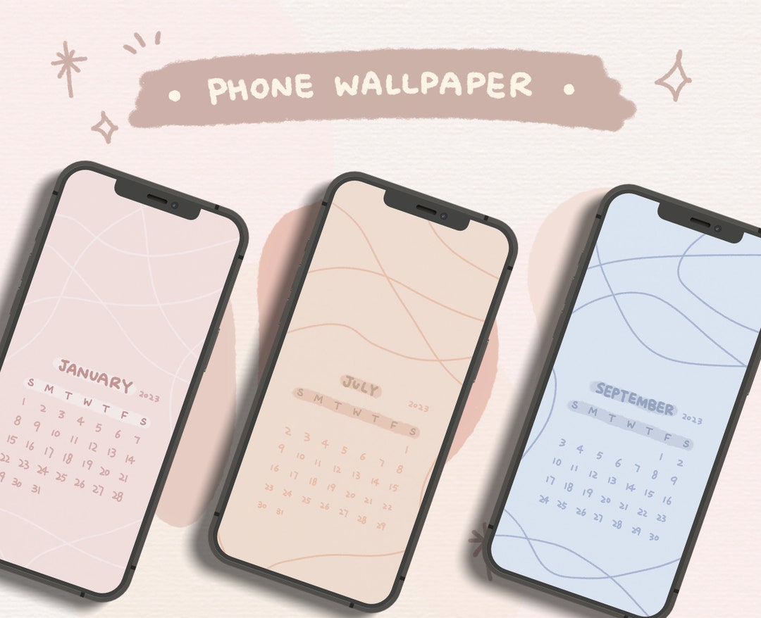 2023 Calendar Digital Phone Wallpapers | Simple Line Phone Background ...