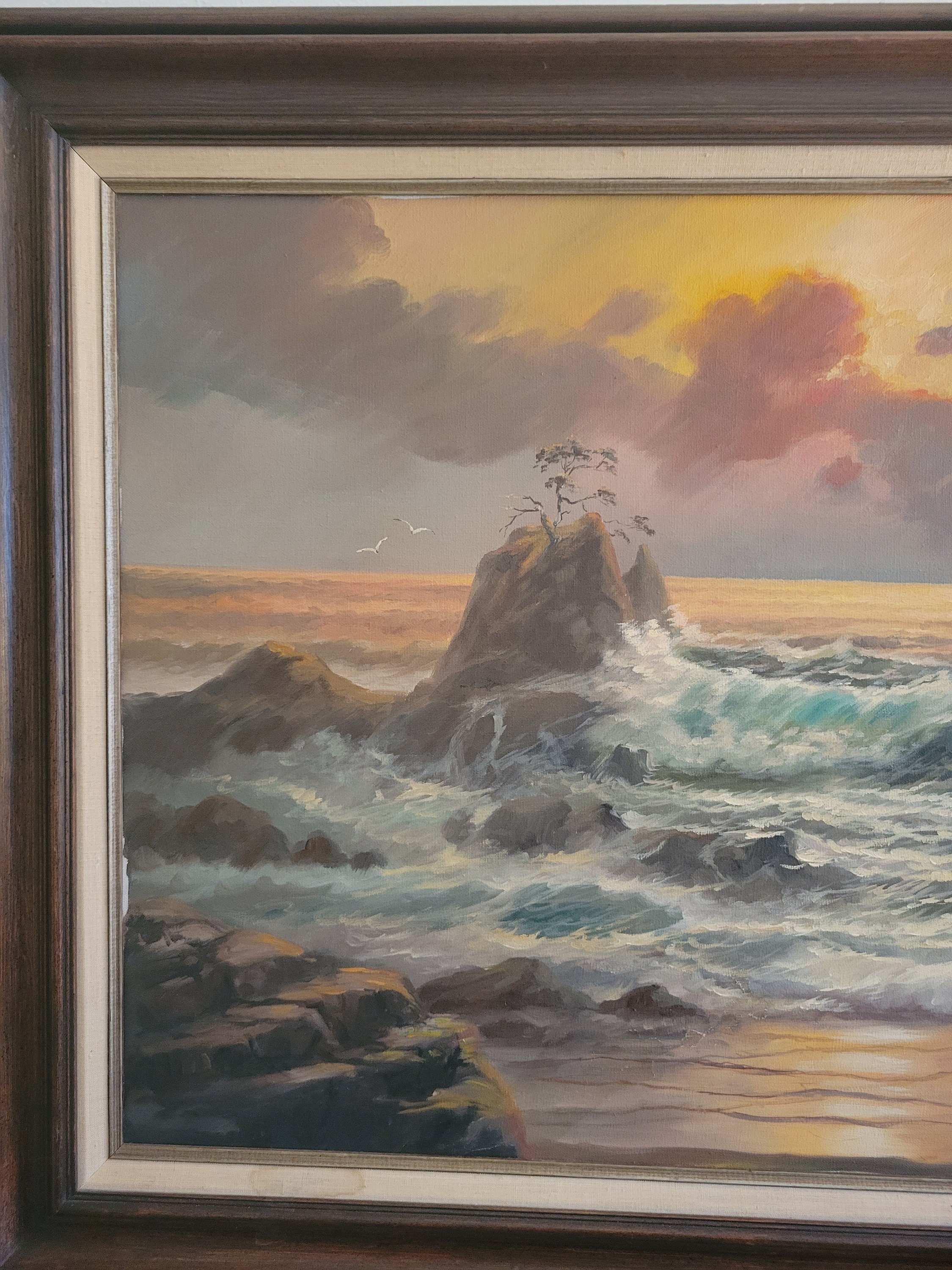 Sunset Over a Rocky Beach- Anthony Muscat S.W.A. Original Oil Painting ...
