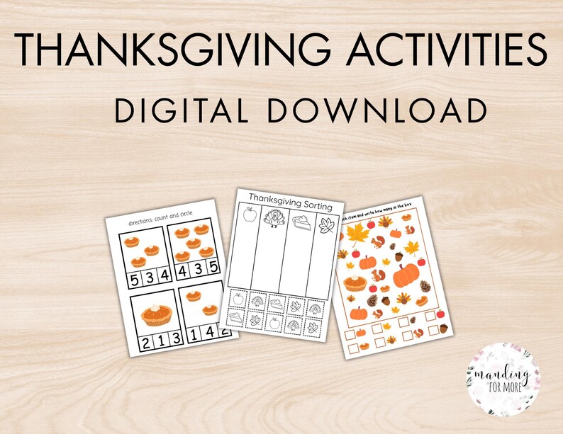 Thanksgiving Printable Worksheet Bundle – 20 Educational Activities for ...