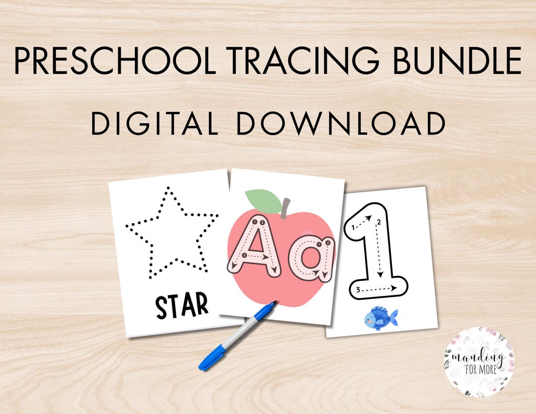 Preschool Tracing Worksheets Bundle | Alphabet ABC, Numbers 1–10 ...
