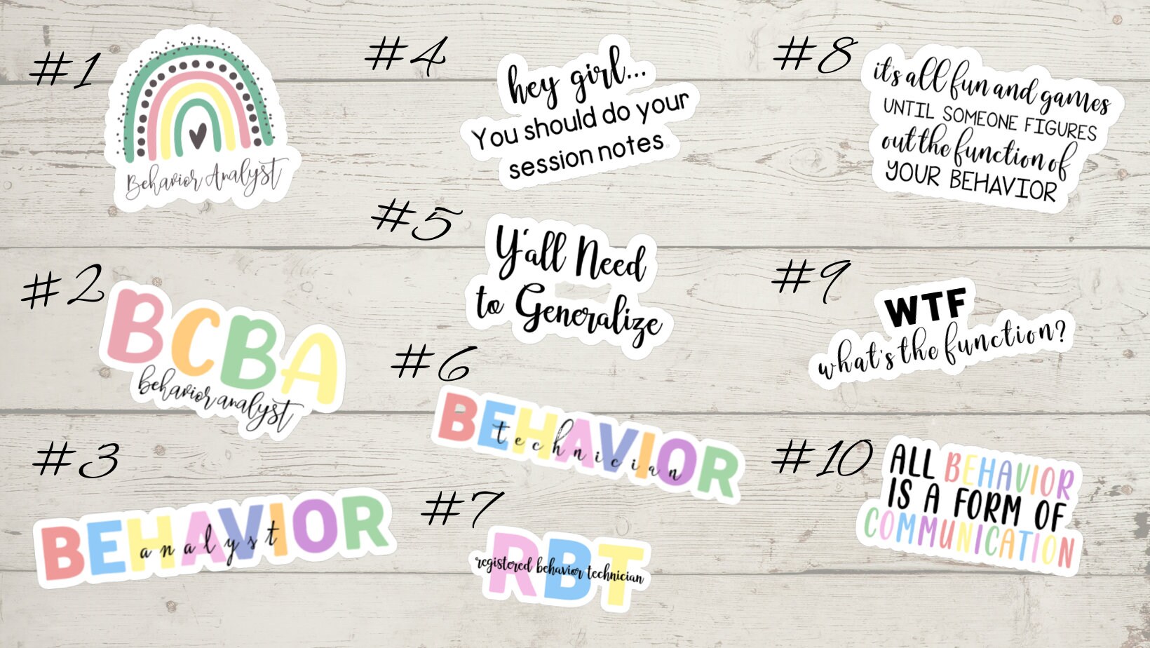 Set of 5 or 10 | ABA Stickers | Autism | BCBA | RBT | Water Bottle ...