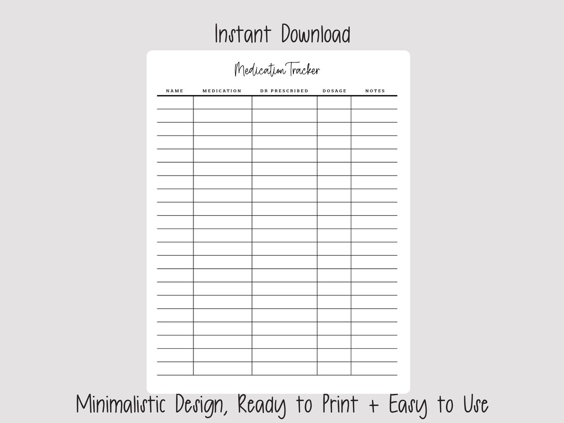 Family Medication Log | Medication Sheet | Medication Tracker ...