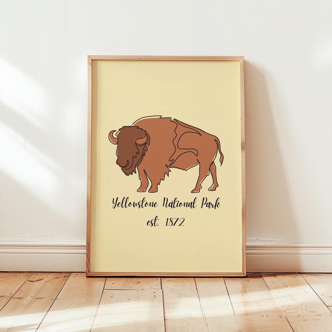 Yellowstone National Park Poster Prints Digital, Yellowstone Bison ...
