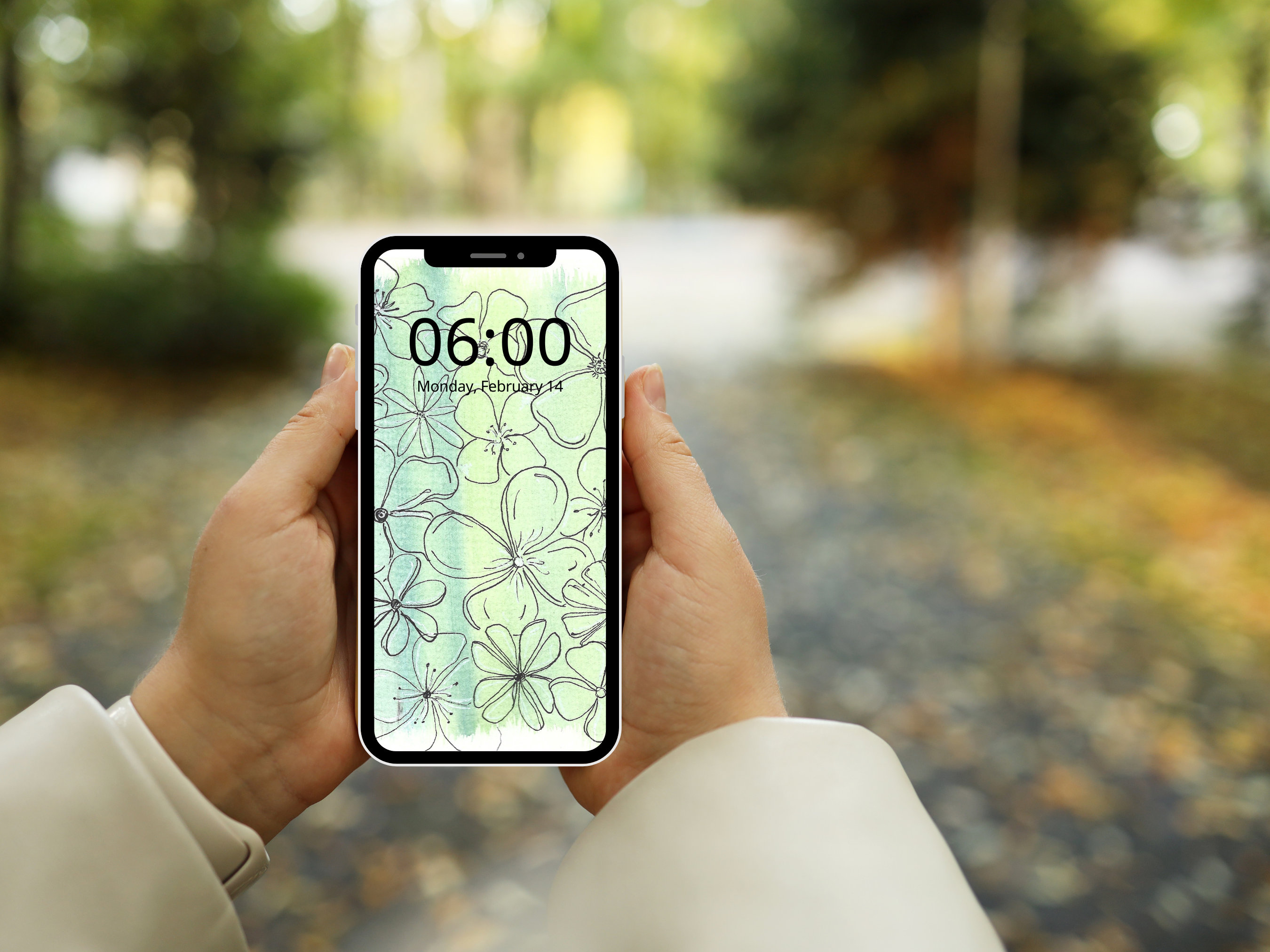 Blue Green Floral Wall Paper | Botanical Watercolor Phone Screen ...