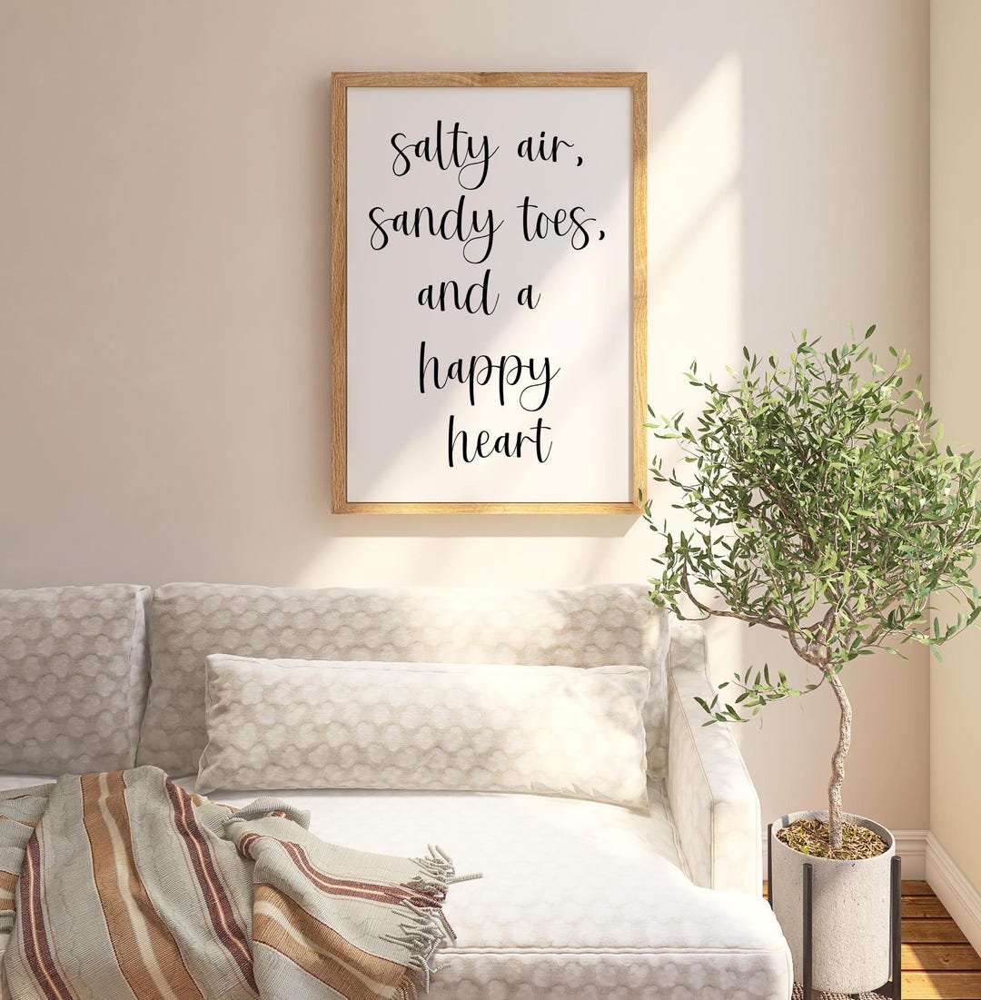 Salty Air, Sandy Toes, and a Happy Heart Digital Wall Art, Beach Quote ...