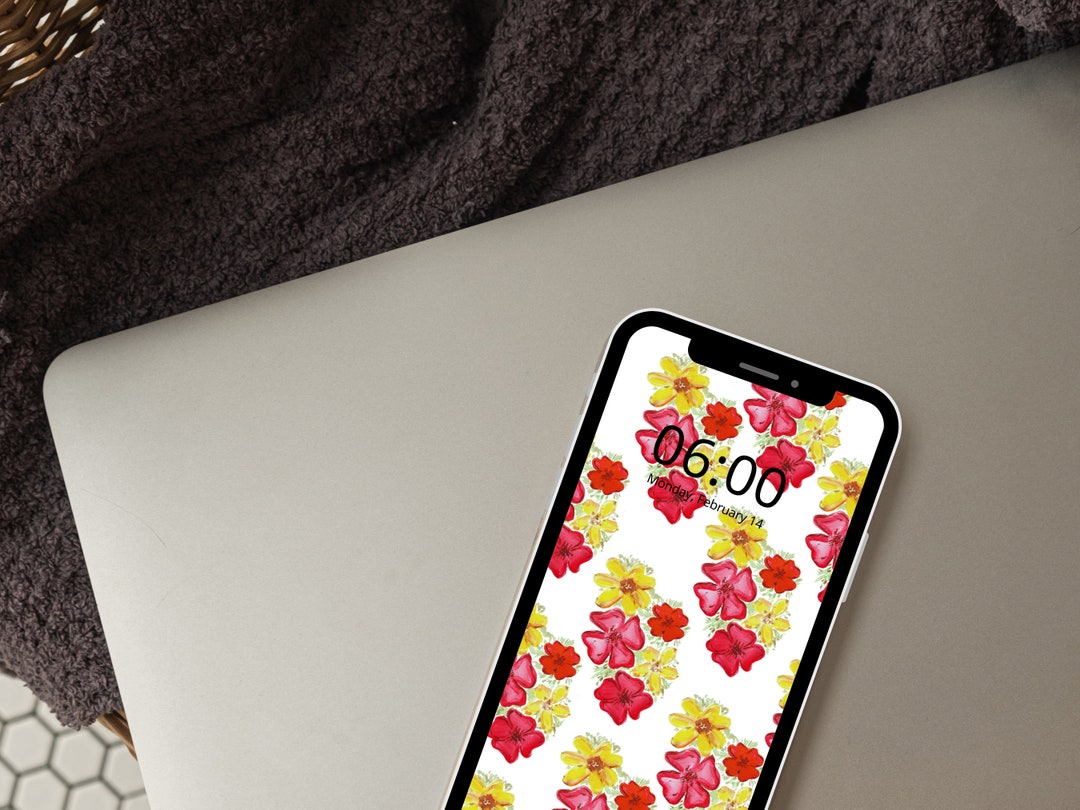 Pink Yellow Floral Phone Wallpaper| Floral Water Color Home Screen ...