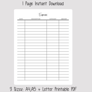 Printable Expense Tracker With Categories | Printable Expense Tracker ...