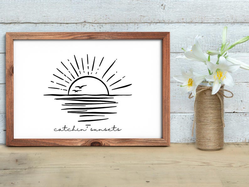 Catchin' Sunsets SVG, Sunrise Scene PNG, Sun Set Inspired SVG, Sunset ...