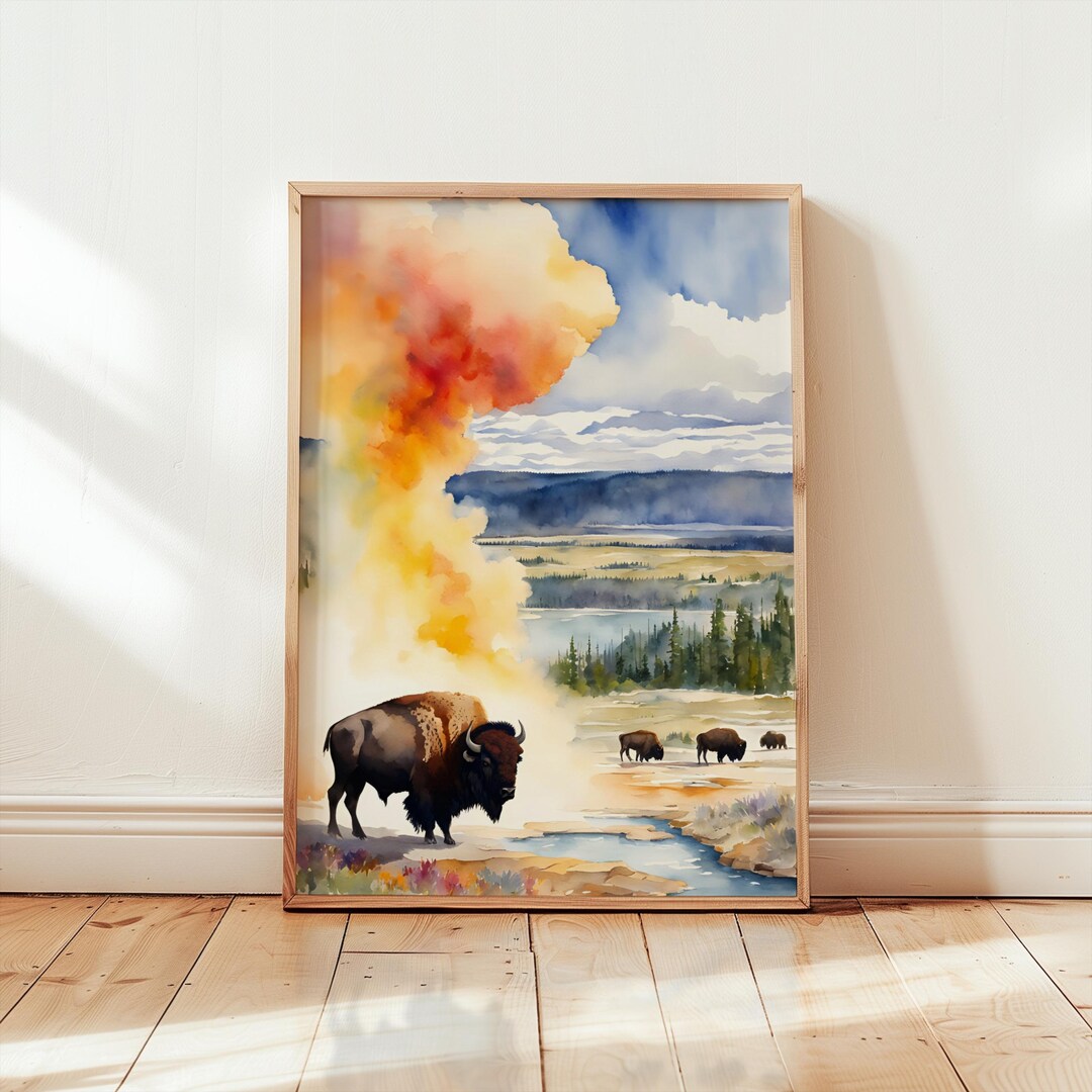 Yellowstone National Park Poster Prints Digital, Yellowstone Poster, US ...