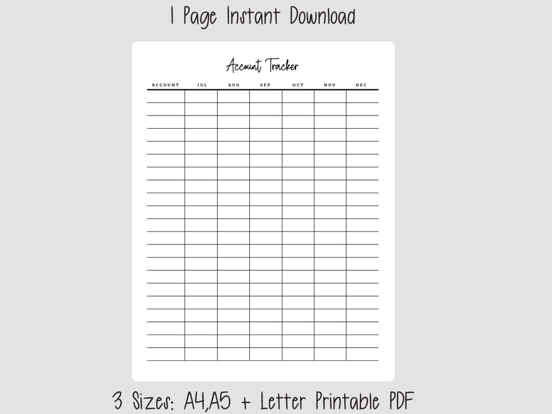 Yearly Account Tracker | Track Yearly Accounts | Yearly Account ...