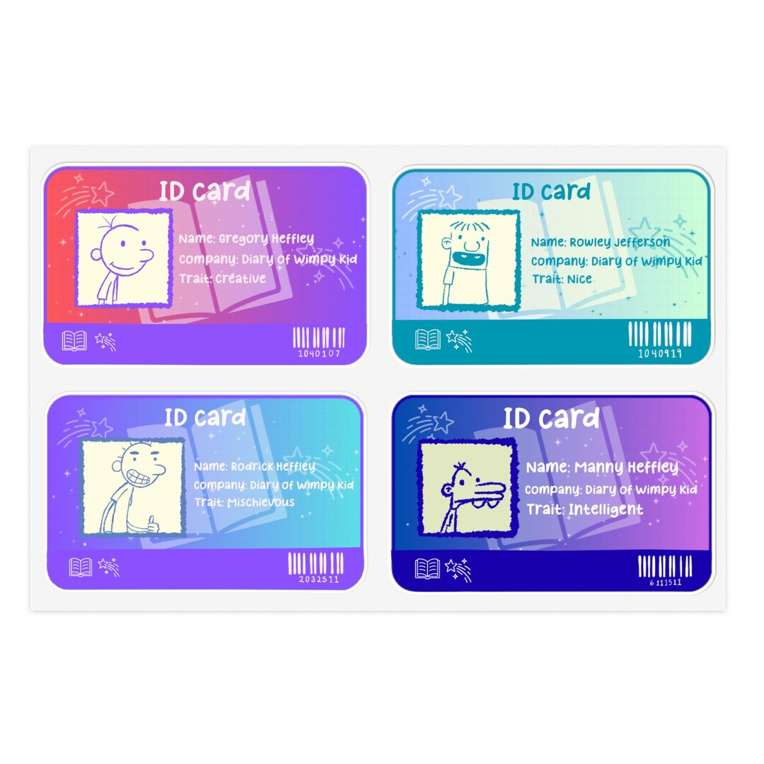 Diary of Wimpy Kid ID Card Sticker Sheets - Etsy