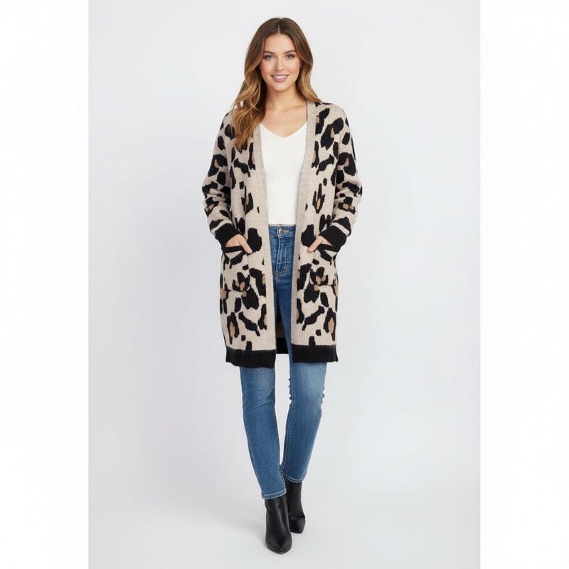 Leopard Print Long Cardigan Sweater - Etsy
