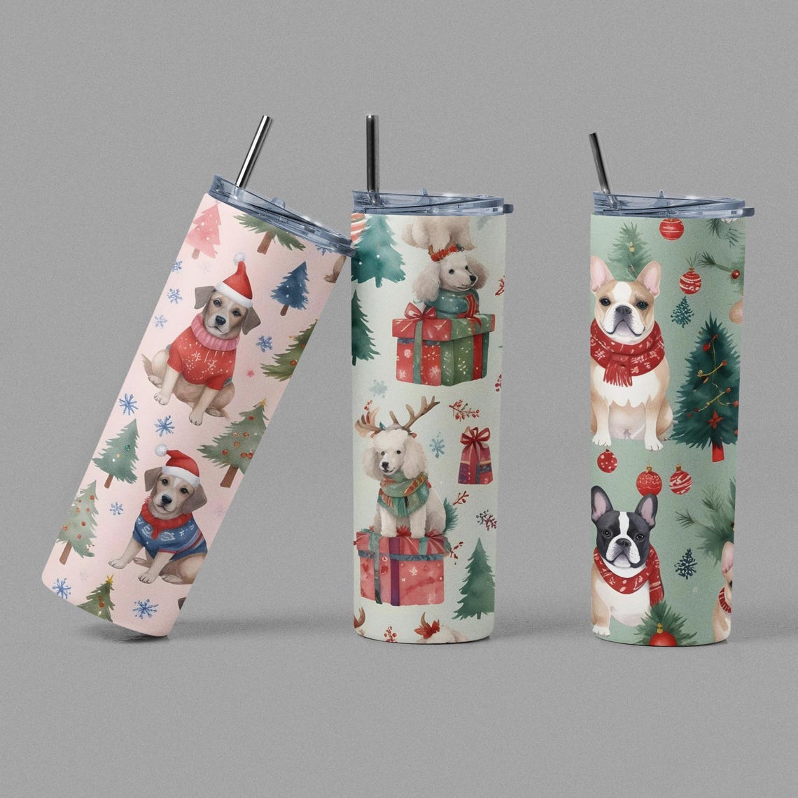 Christmas Dogs Puppies Digital Paper, Dogs Holiday Digital Pattern ...