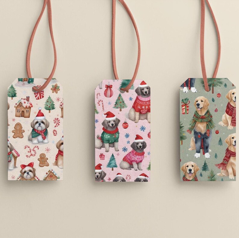 Christmas Dogs Puppies Digital Paper, Dogs Holiday Digital Pattern ...