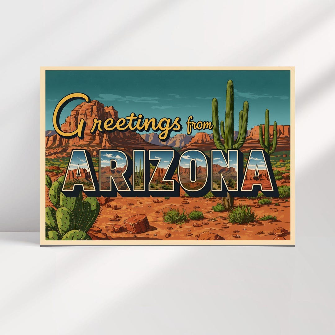 Arizona Postcard, Greetings From Arizona, Wall Art, National Park Gift ...