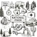 National Parks Clipart: Hand-drawn B&W Icons (digital Download) - Etsy