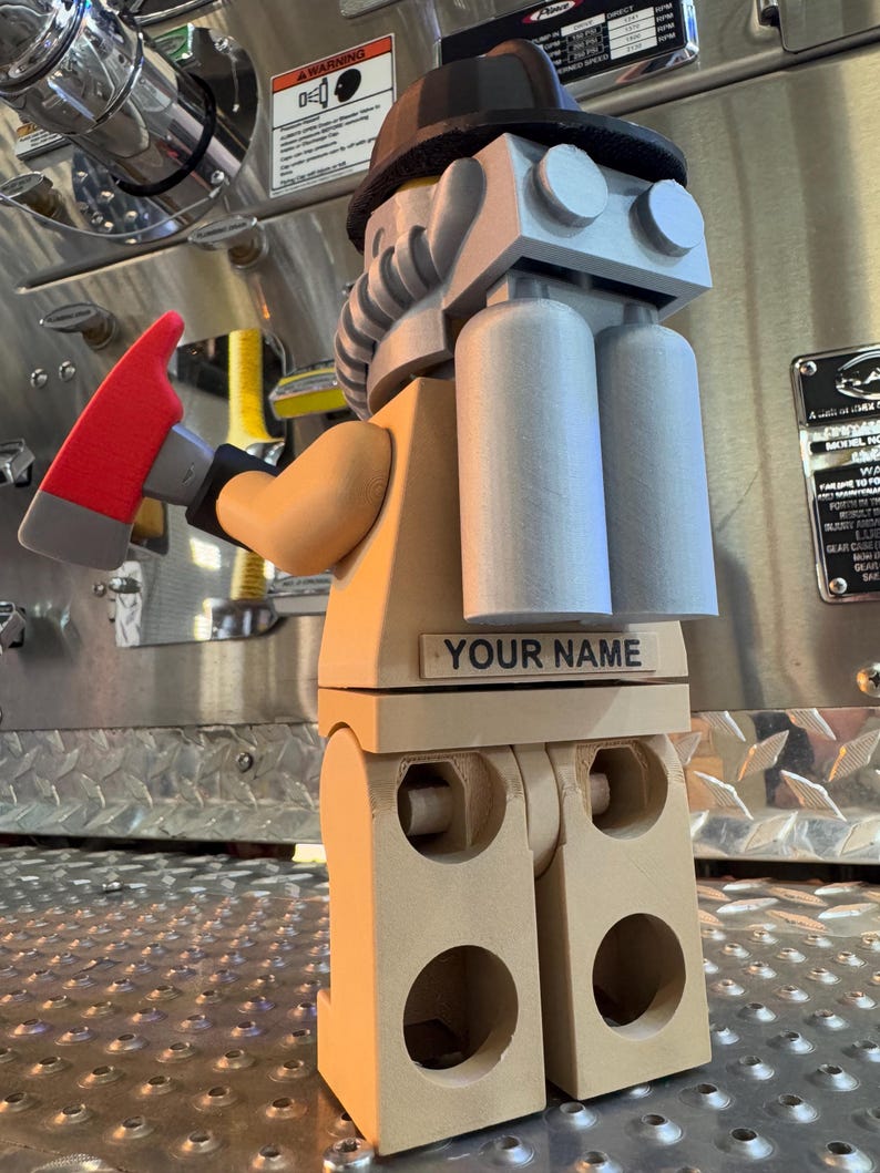 Customizable 3D Printed Large Brick Fireman - 9.5” Tall! - Etsy