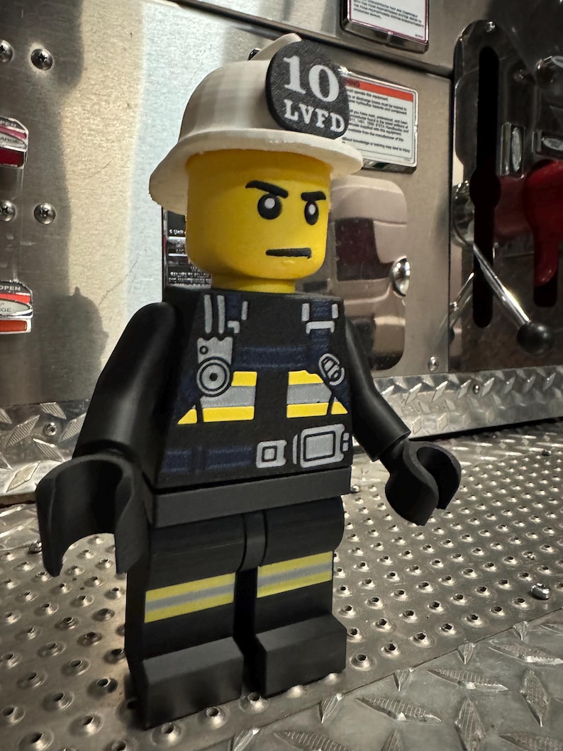 Customizable 3D Printed Large Brick Fireman - 9.5” Tall! - Etsy