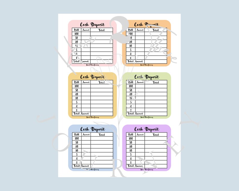 Colorful Printable PNG Teller Slips | Withdrawal and Deposit Slips ...