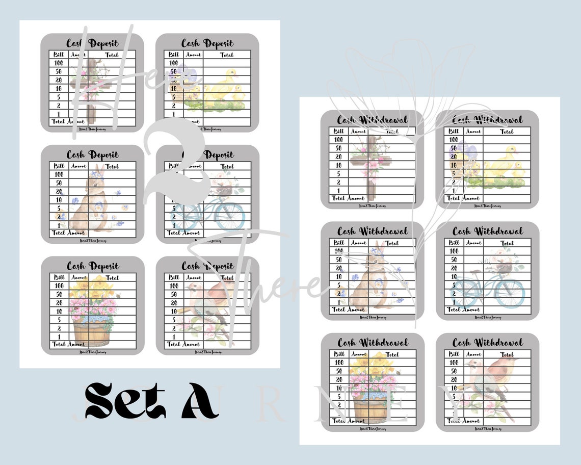 Spring Printable PNG Teller Slips Withdrawal and Deposit Slips Bank ...