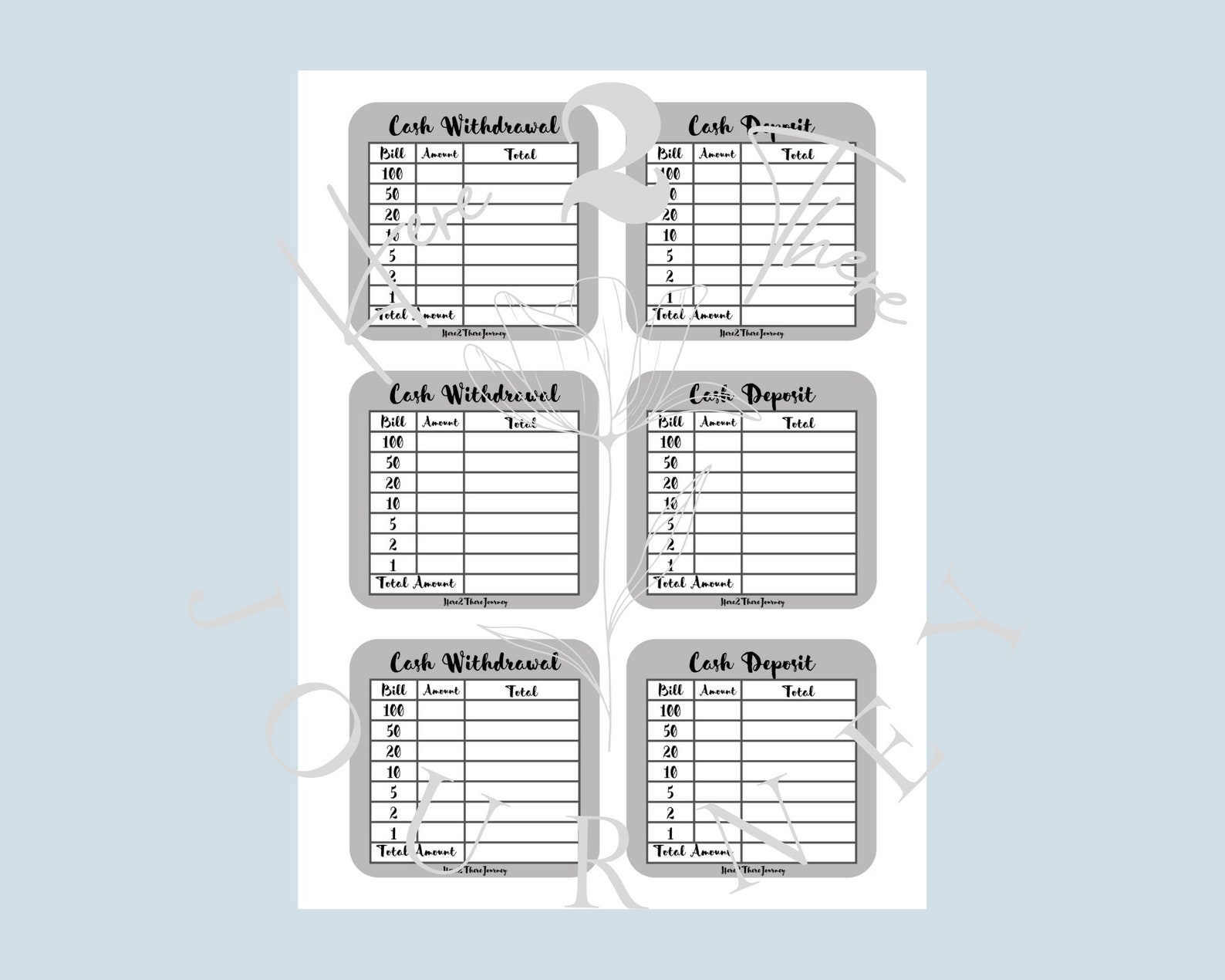 Gray Printable PNG Teller Slips Withdrawal and Deposit Slips Bank ...