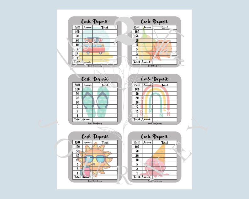 Summer Printable PNG Teller Slips Withdrawal and Deposit Slips Bank ...