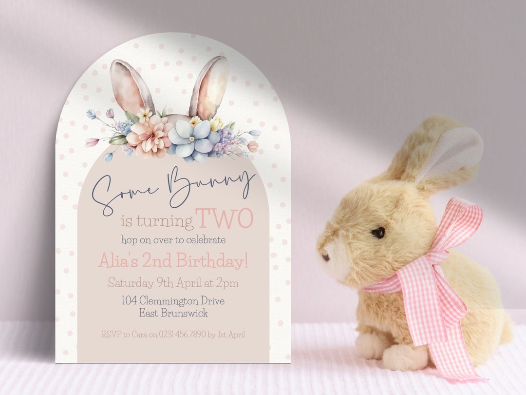 Some Bunny is Turning Two Party Invite INSTANT DOWNLOAD Cute Boho ...