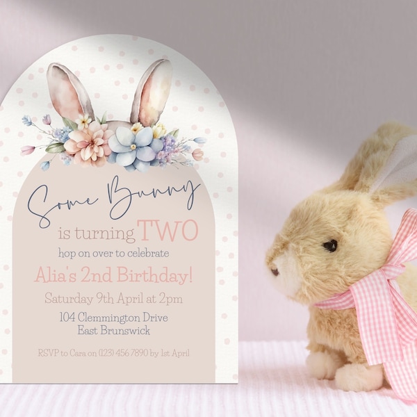 Bunny Birthday Invitation - Etsy
