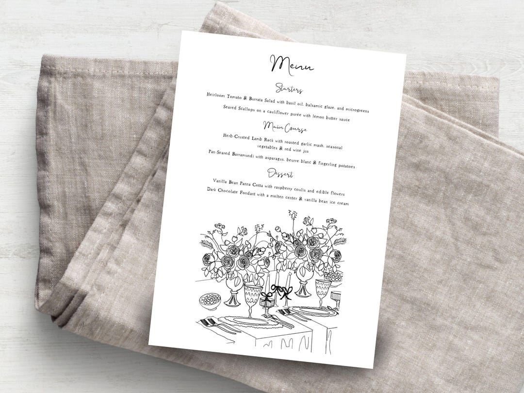 Hand Drawn Menu Template, INSTANT DOWNLOAD, Scribble Illustrations ...