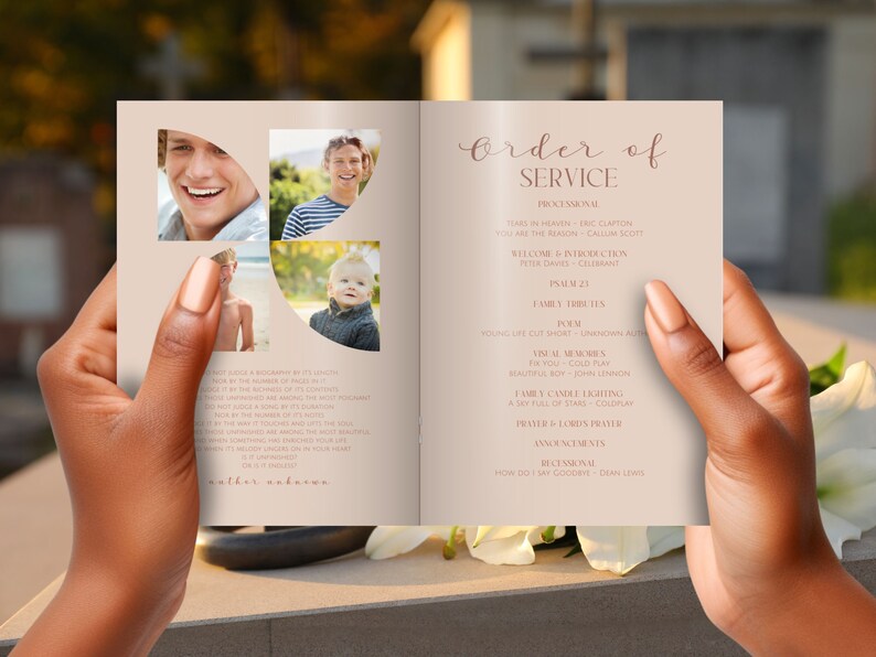 Minimal Funeral Program, INSTANT DOWNLOAD, Obituary, Celebration of ...