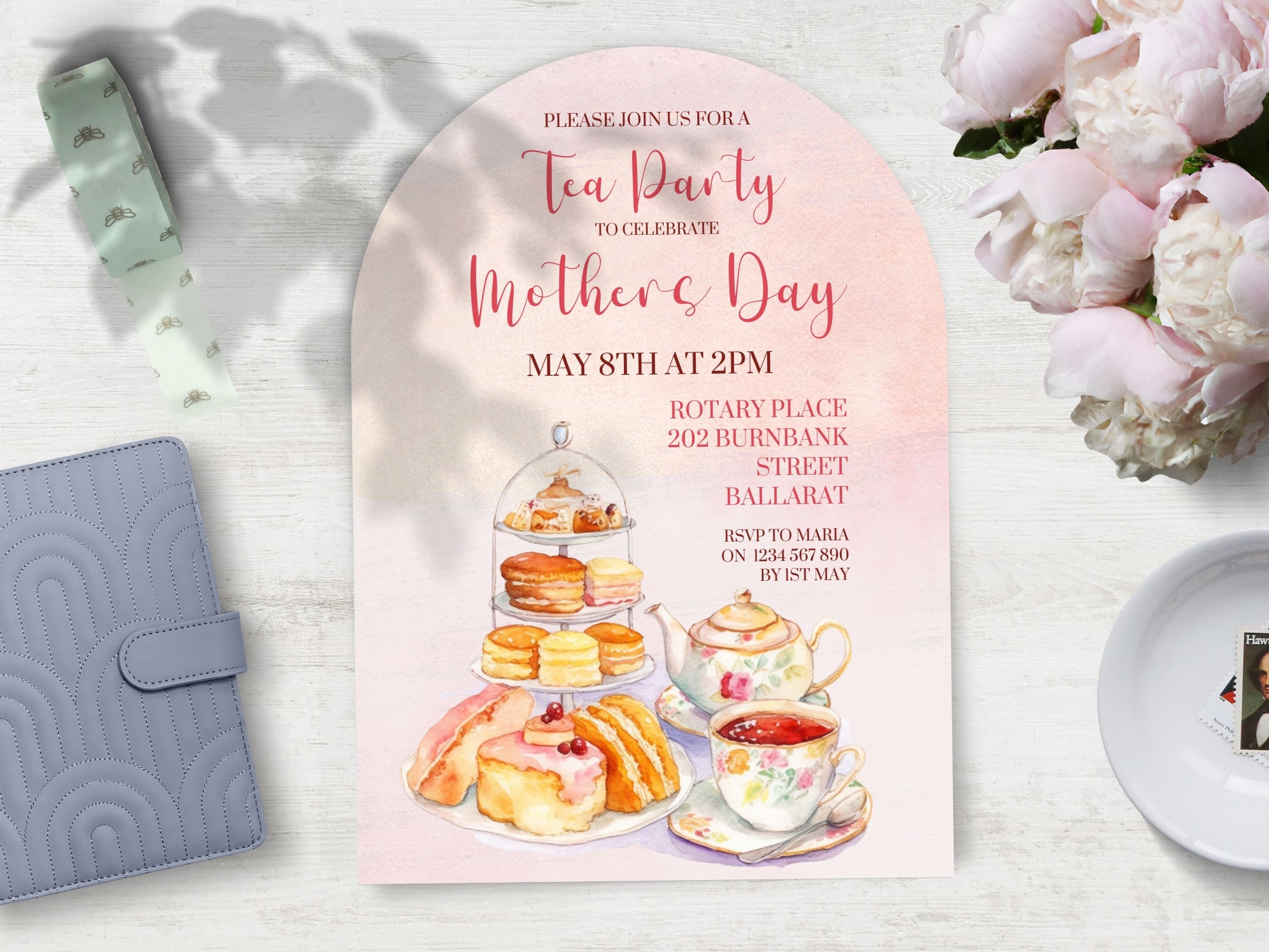 Mothers Day Tea Party Invitation INSTANT DOWNLOAD Mother's Day Brunch ...