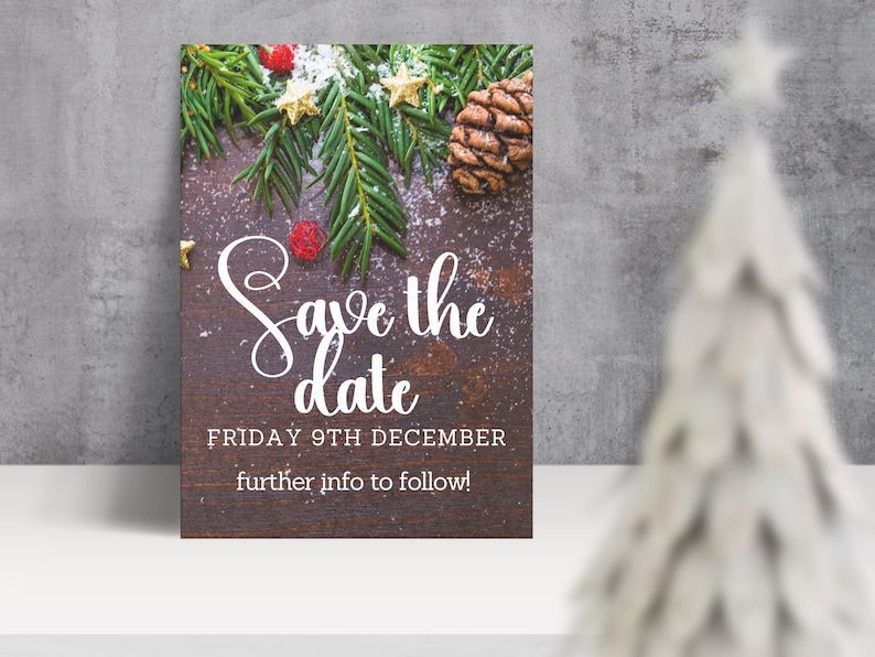 Christmas Save the Date, INSTANT DOWNLOAD, Christmas Party Invite ...