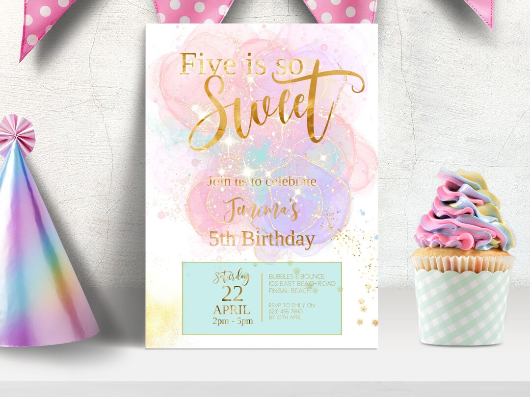 Five is so Sweet Birthday Invitation, INSTANT DOWNLOAD, She's so Sweet ...