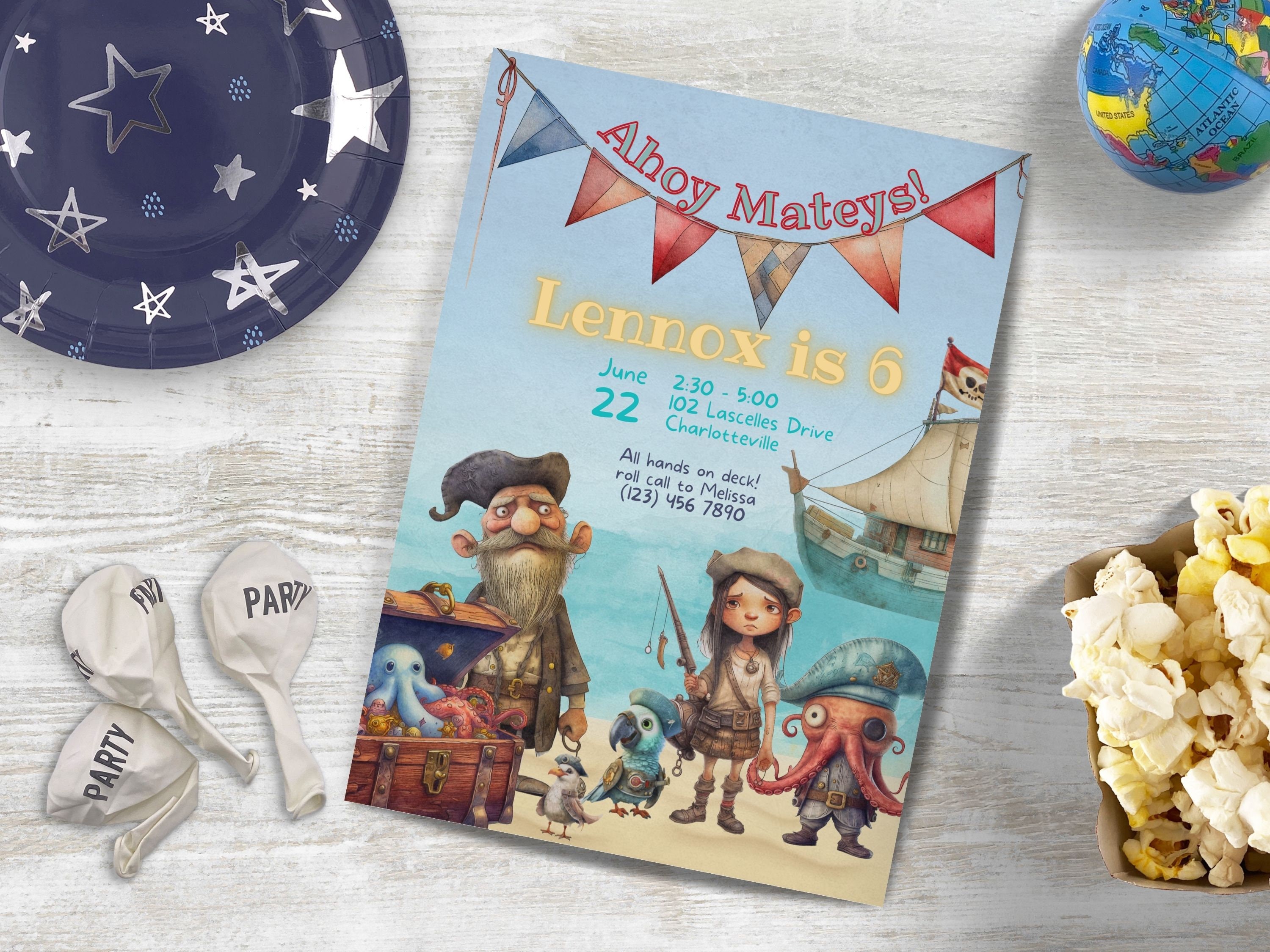 Pirate Party Invitation, INSTANT DOWNLOAD, Pirate Birthday Invite, Boy ...