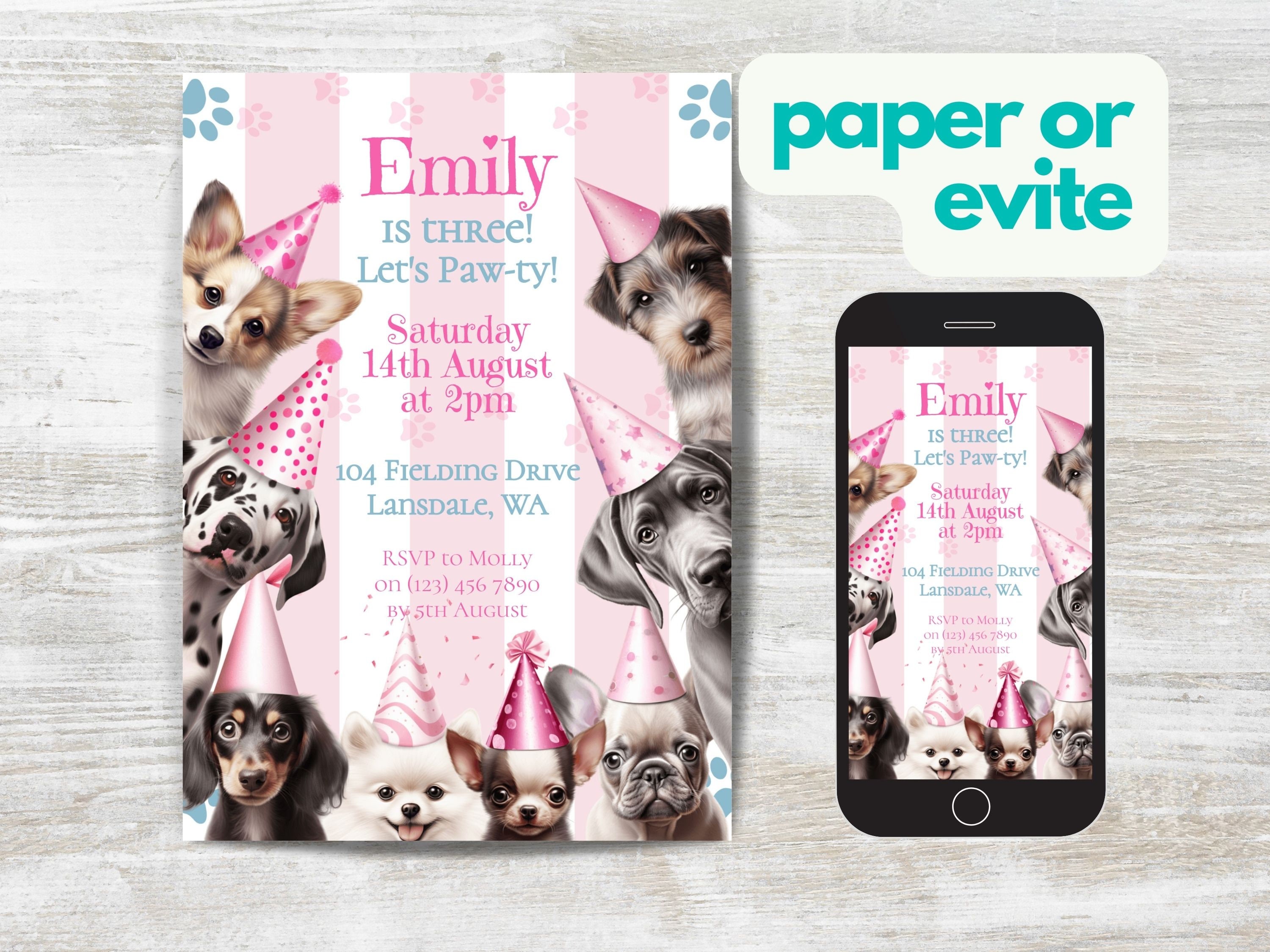 Dog Theme Birthday Party Invitation INSTANT DOWNLOAD Doggo - Etsy
