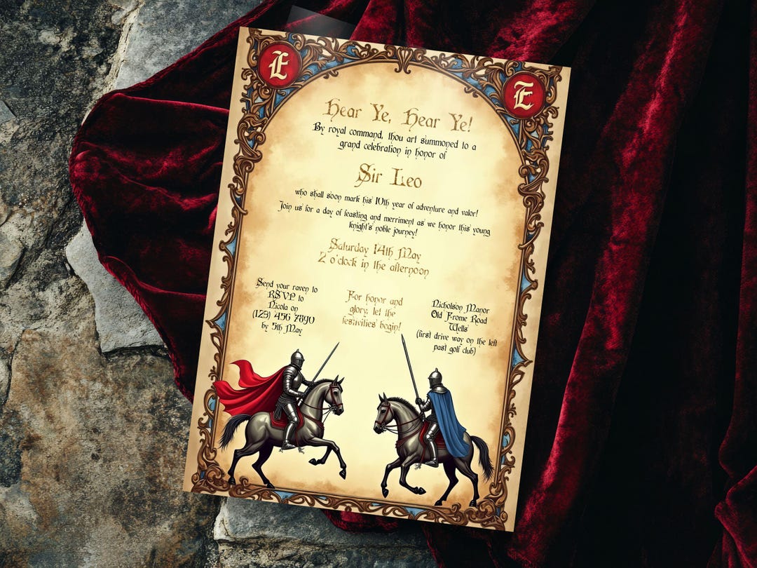 Medieval Birthday Party Invite, INSTANT DOWNLOAD, Fantasy Invite for ...
