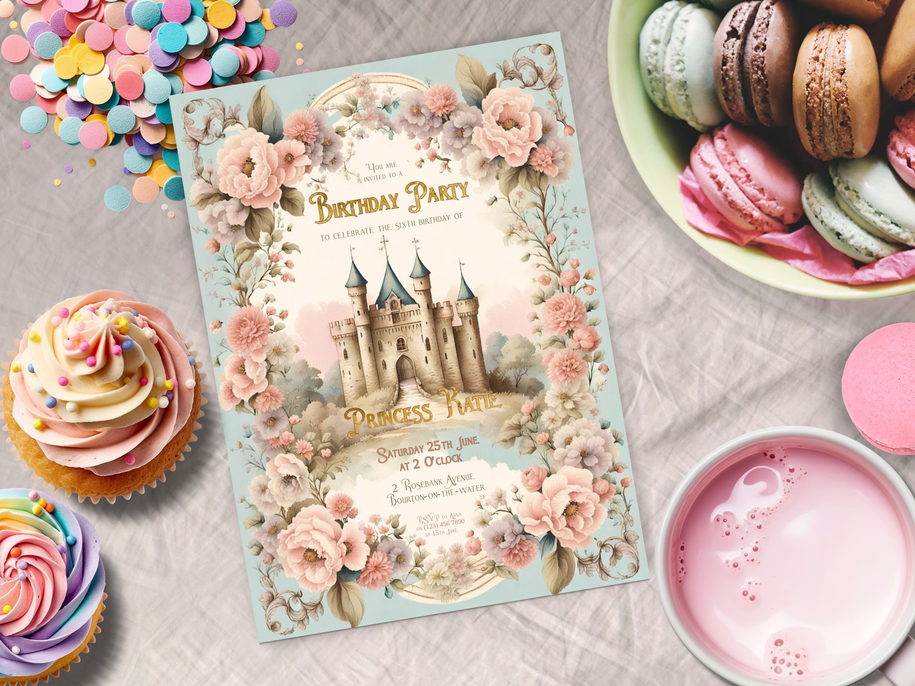 Princess Birthday Invitation, INSTANT DOWNLOAD, Girl Turning Six ...